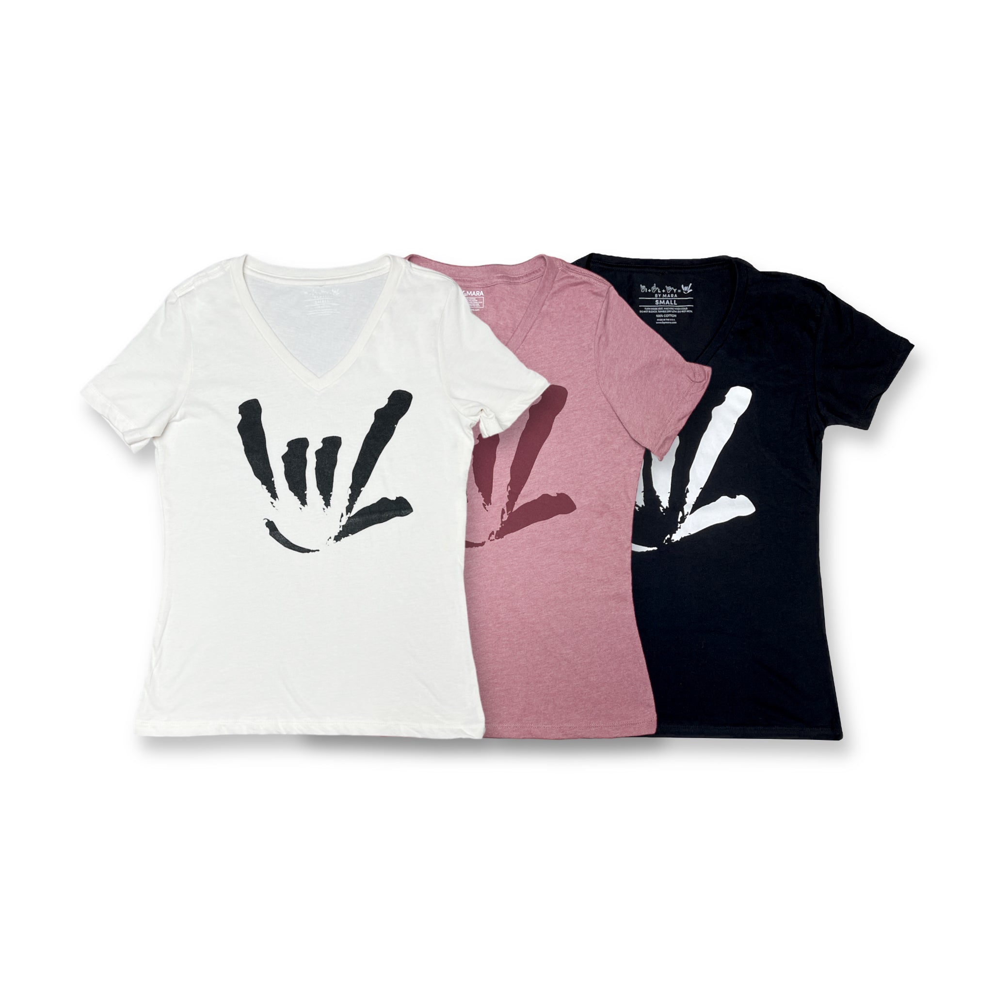 WOMEN ILY SIGN V-NECK TEE – By Mara